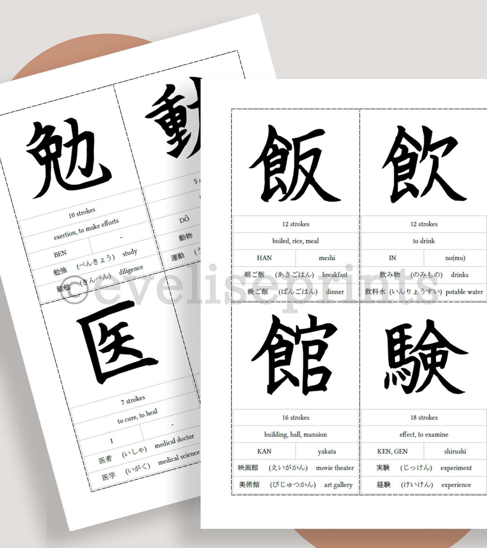 Japanese 150 Kanji beginner & Intermediate JLPT N4 Flashcards printable ...