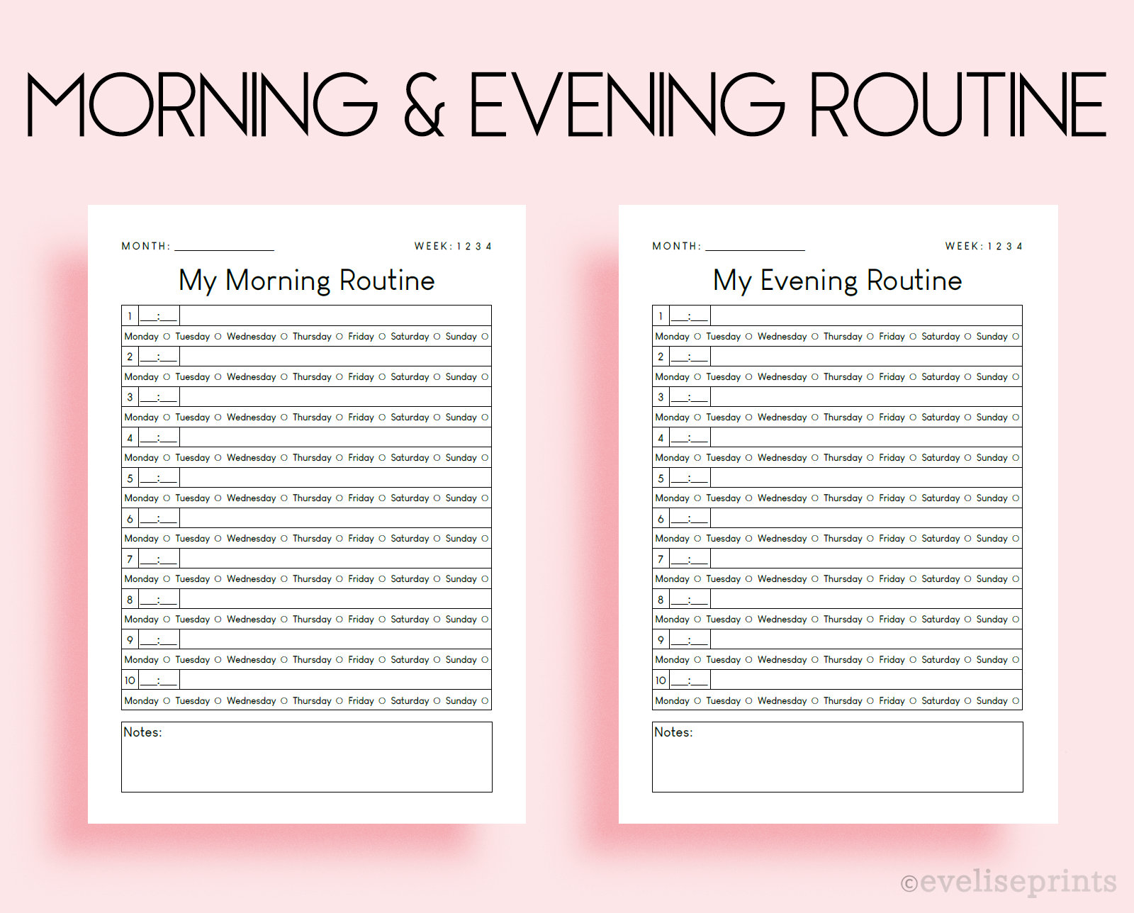 Morning & Evening Routine Clean, Minimalist Design A4, A5, A6 Printable ...