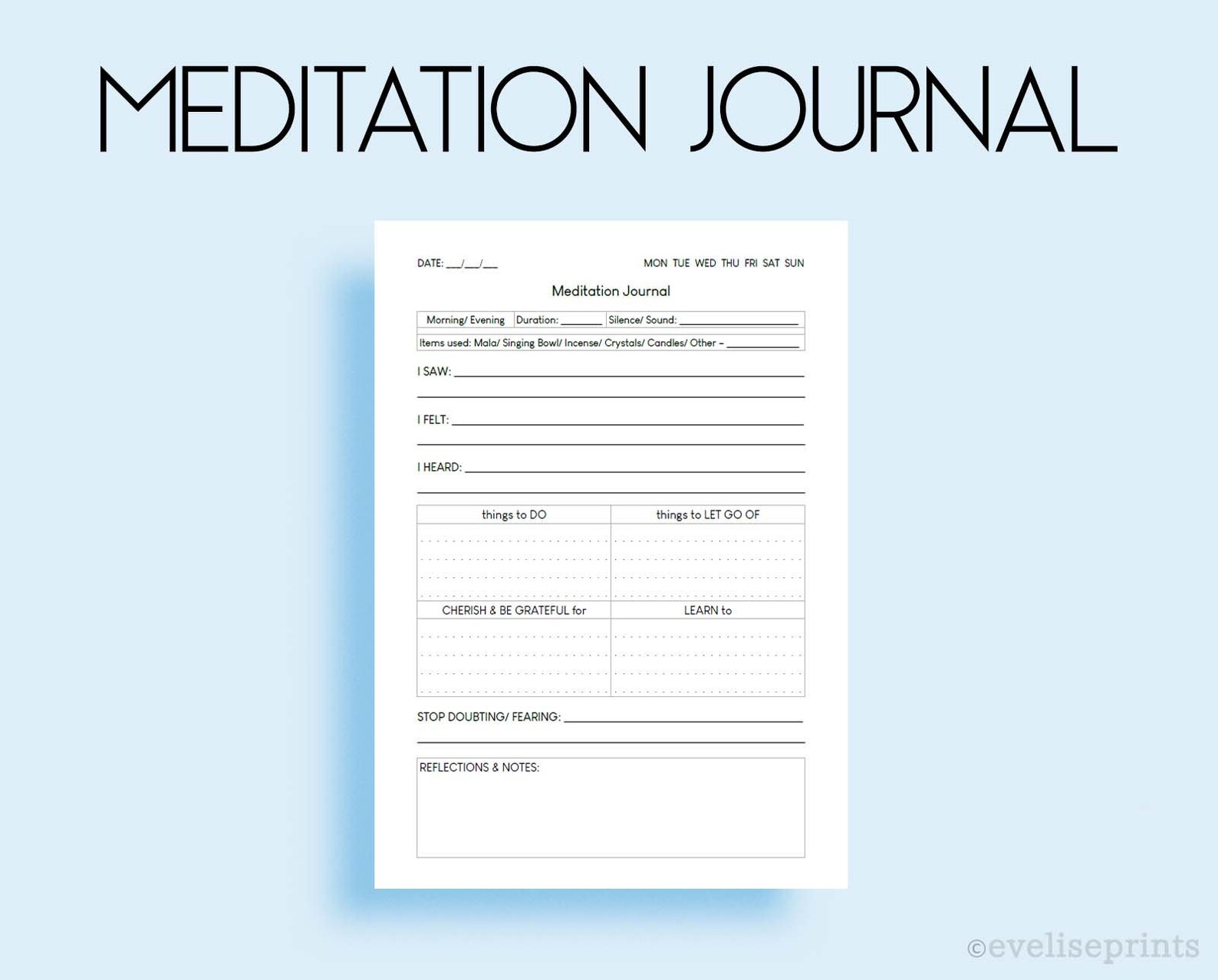 Meditation Journal Clean & Minimalist Design A4, A5, A6 Printable - Etsy