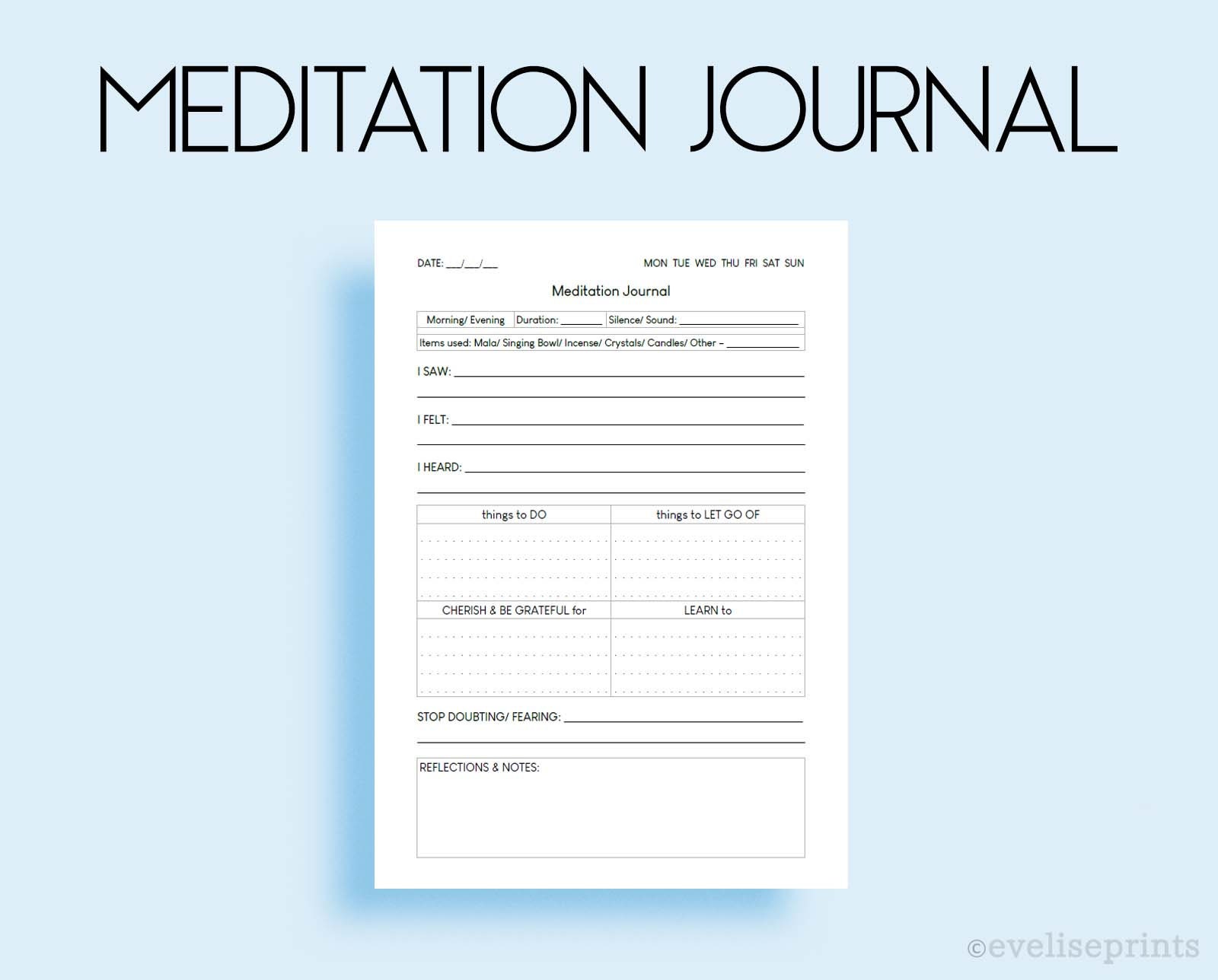 Meditation Journal Clean & Minimalist Design A4, A5, A6 Printable - Etsy