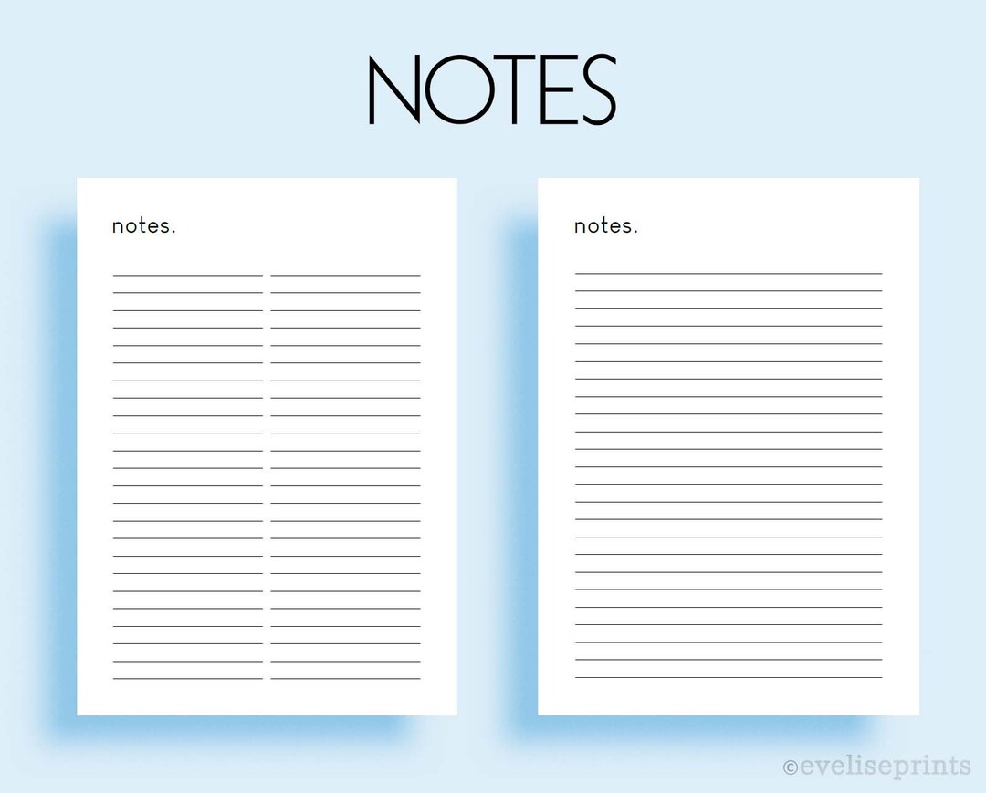 Notes Clean & Minimalist Design A4, A5, A6 Printable - Etsy