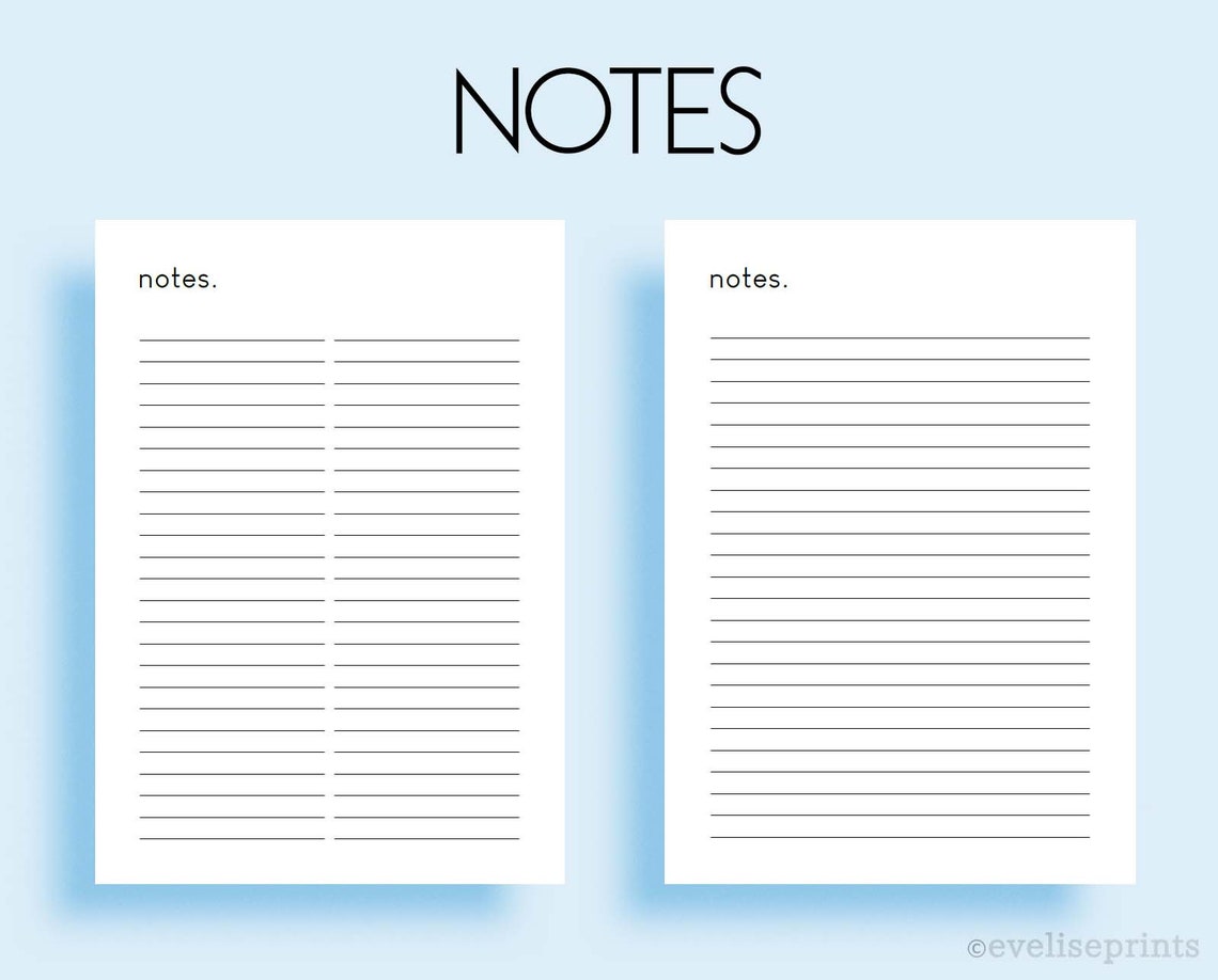 Notes Clean & Minimalist Design A4, A5, A6 Printable - Etsy