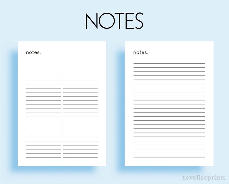 Notes Clean & Minimalist Design A4, A5, A6 Printable - Etsy