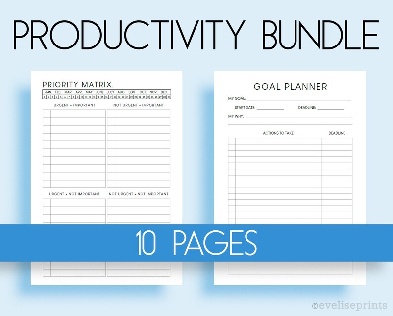 Productivity Bundle Clean & Minimalist Design A4, A5, A6 Printable ...
