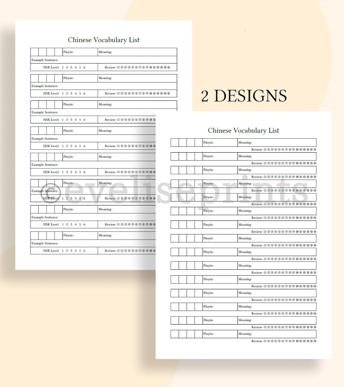 Chinese Vocabulary Worksheet Pack Printable | Etsy