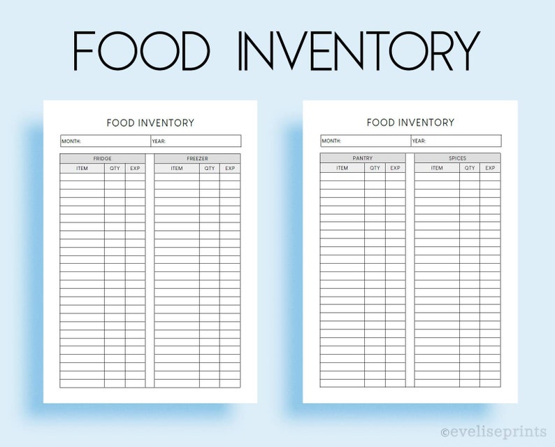 Food Inventory Clean & Minimalist Design A4, A5, A6 Printable Pages - Etsy