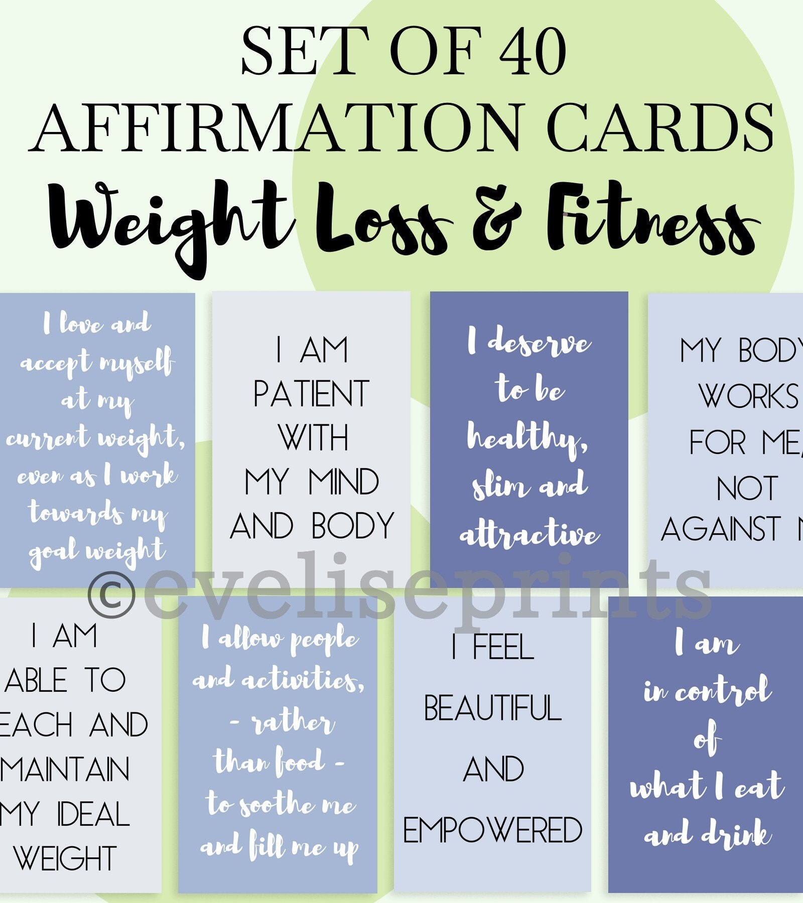 Affirmation Cards Set for Weight Loss, Fitness & Body Image ...
