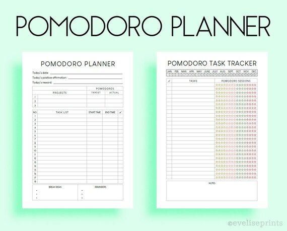 Pomodoro Planner / Task Tracker Clean & Minimalist Design - Etsy