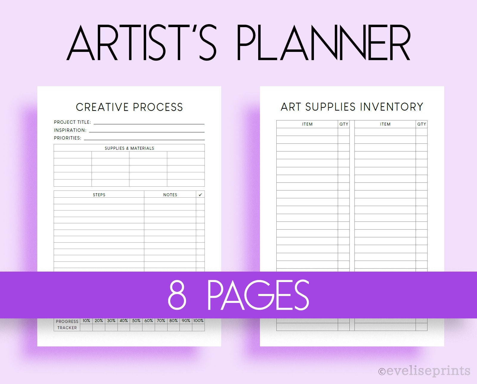 Artist's Planner / Creative Project Planner Clean & - Etsy