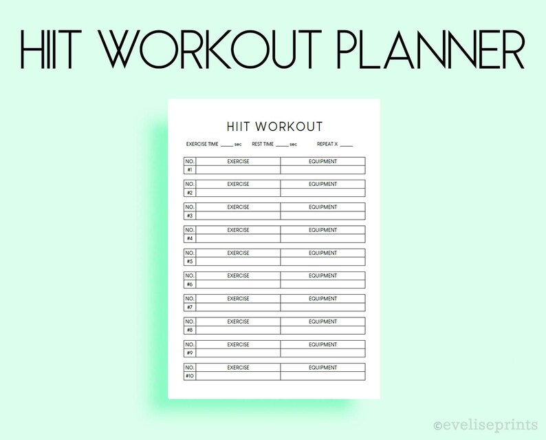 HIIT Workout Planner Clean & Minimalist Design A4, A5, A6 Printable - Etsy