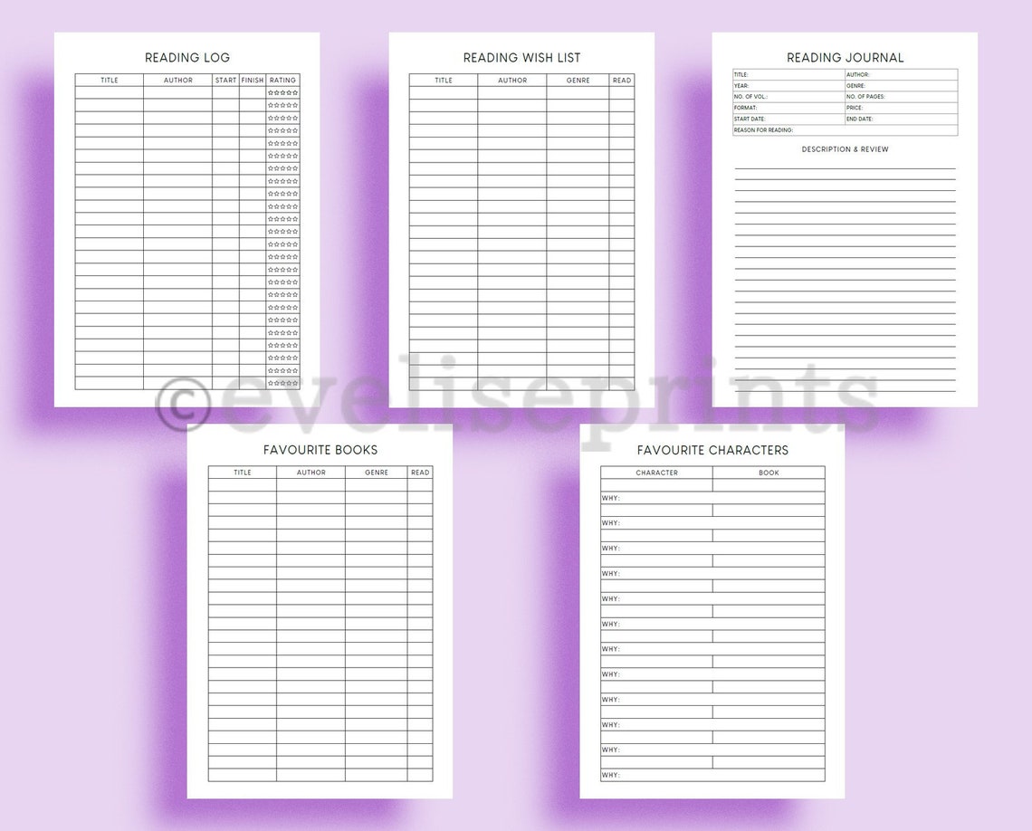 Reader's Bundle reading Log, Reading Journal, Reading Wish List ...