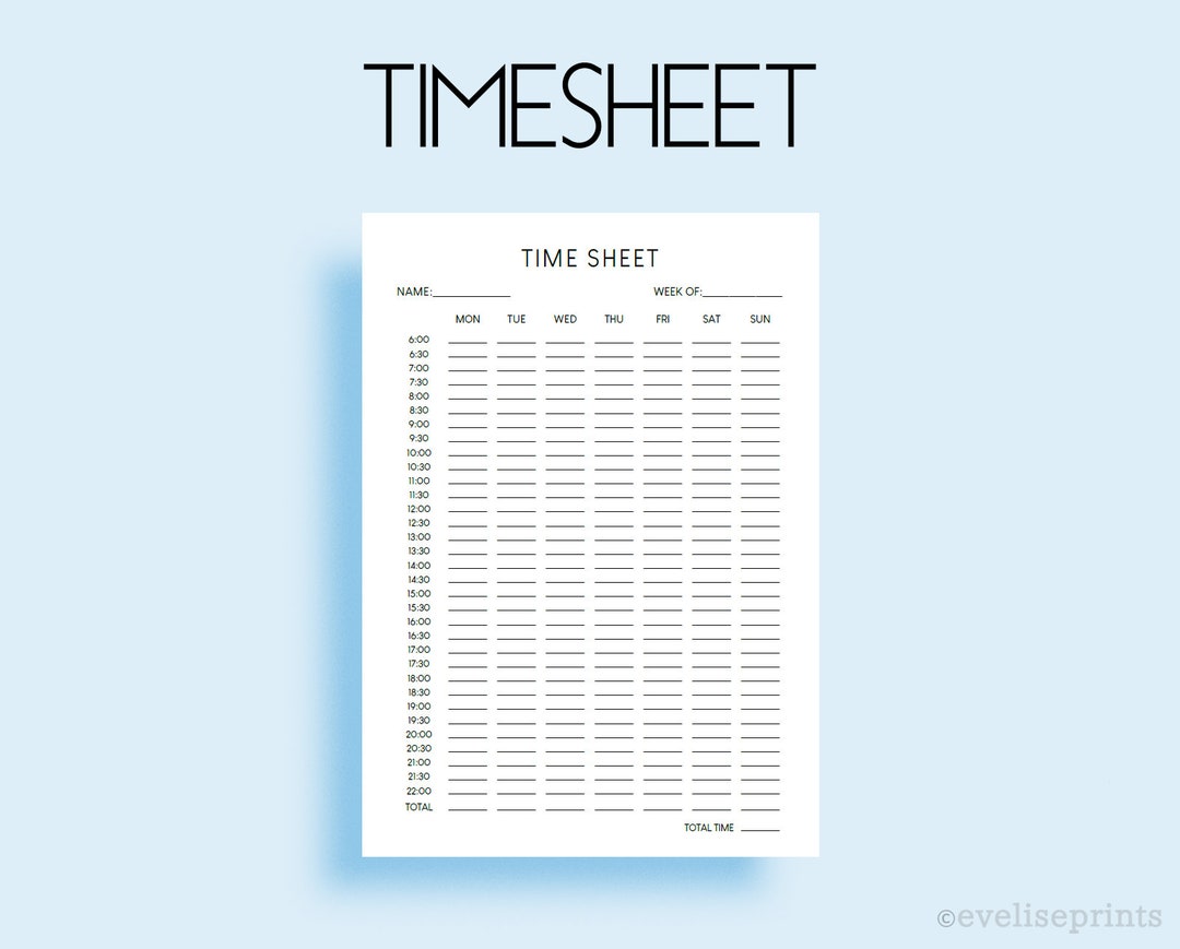 Timesheet Business Planner Clean & Minimalist Design A4, A5, A6 ...