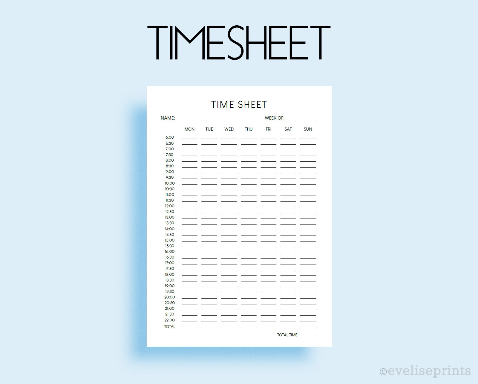 Timesheet Business Planner Clean & Minimalist Design A4, A5, A6 ...