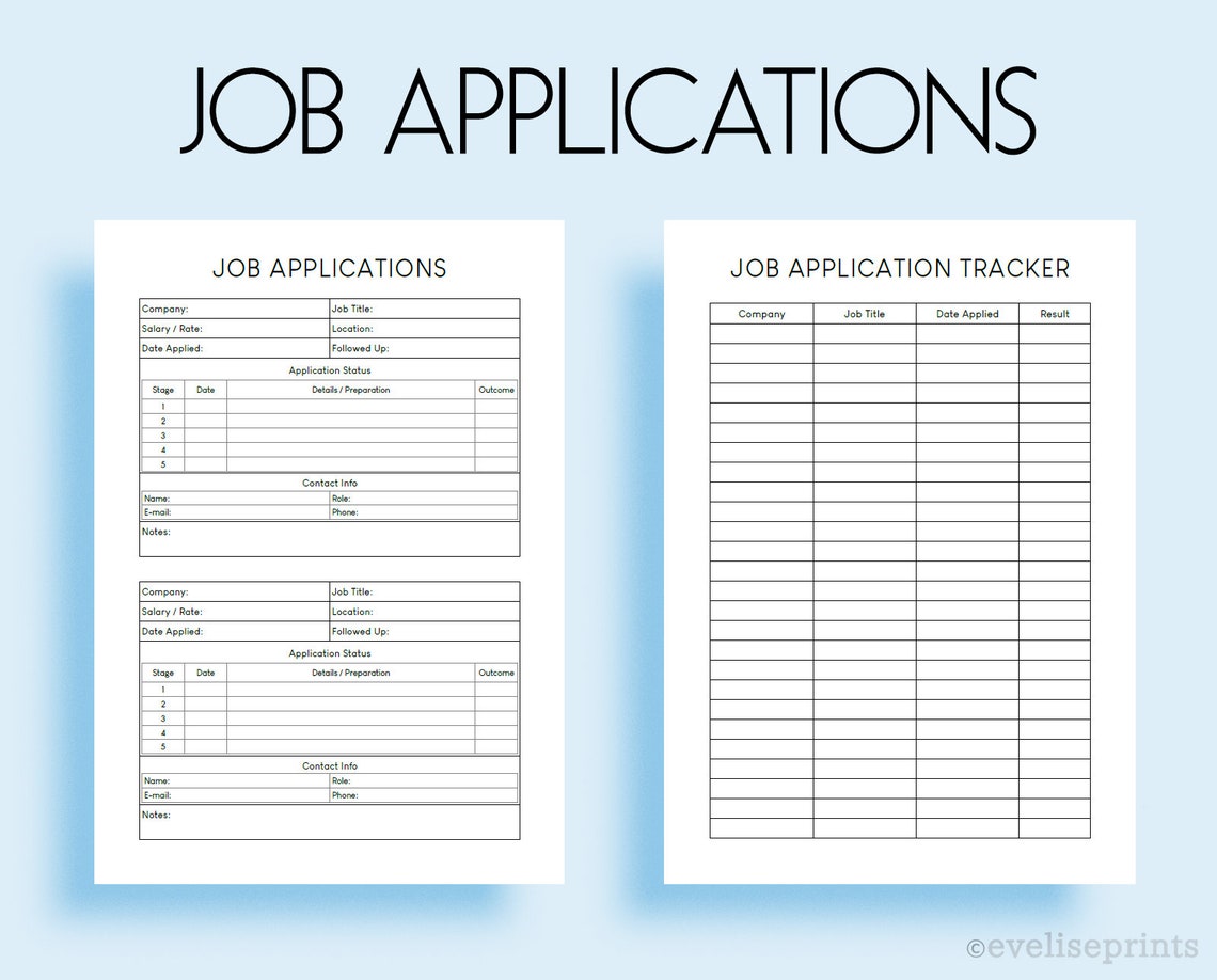 Job Applications Tracker Clean & Minimalist Design A4, A5, A6 Printable ...