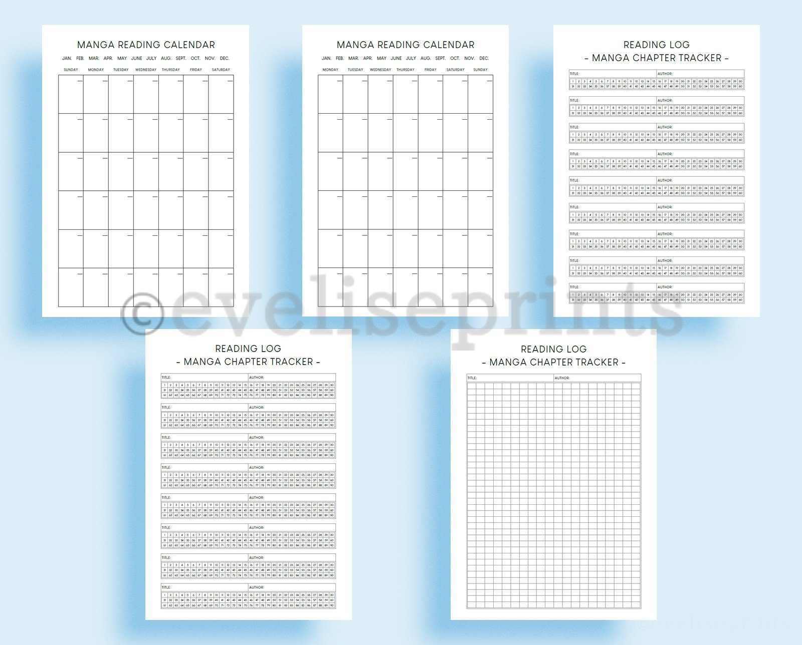 Manga Planner Clean & Minimalist Design A4 A5 A6 - Etsy
