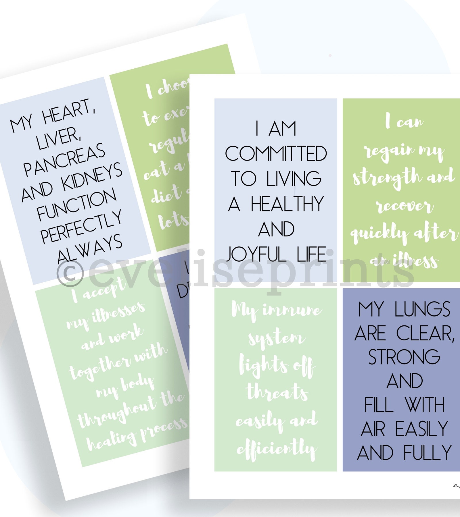 Affirmation Cards Set for Health & Immune System inspirational Positive ...