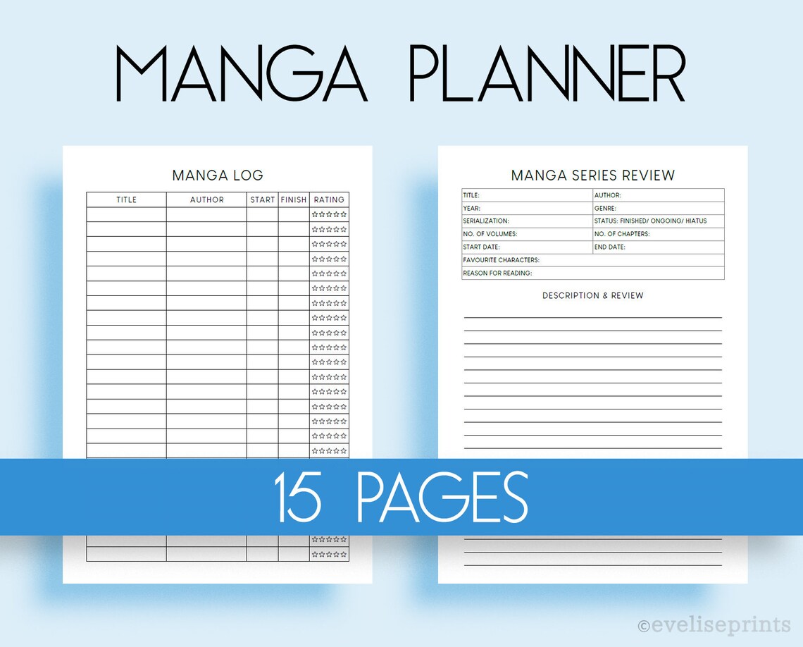 Manga Planner Clean & Minimalist Design A4 A5 A6 - Etsy