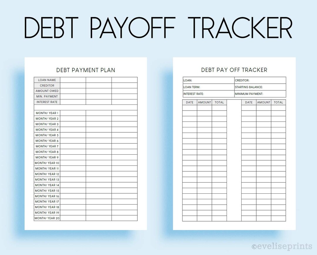 Debt Payoff Tracker Clean & Minimalist Design A4, A5, A6 Printable ...