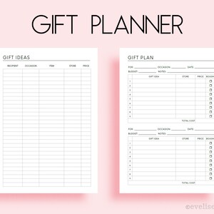 Gift Planner Clean and Minimalist Design A4, A5, A6 Printable Pages - Etsy