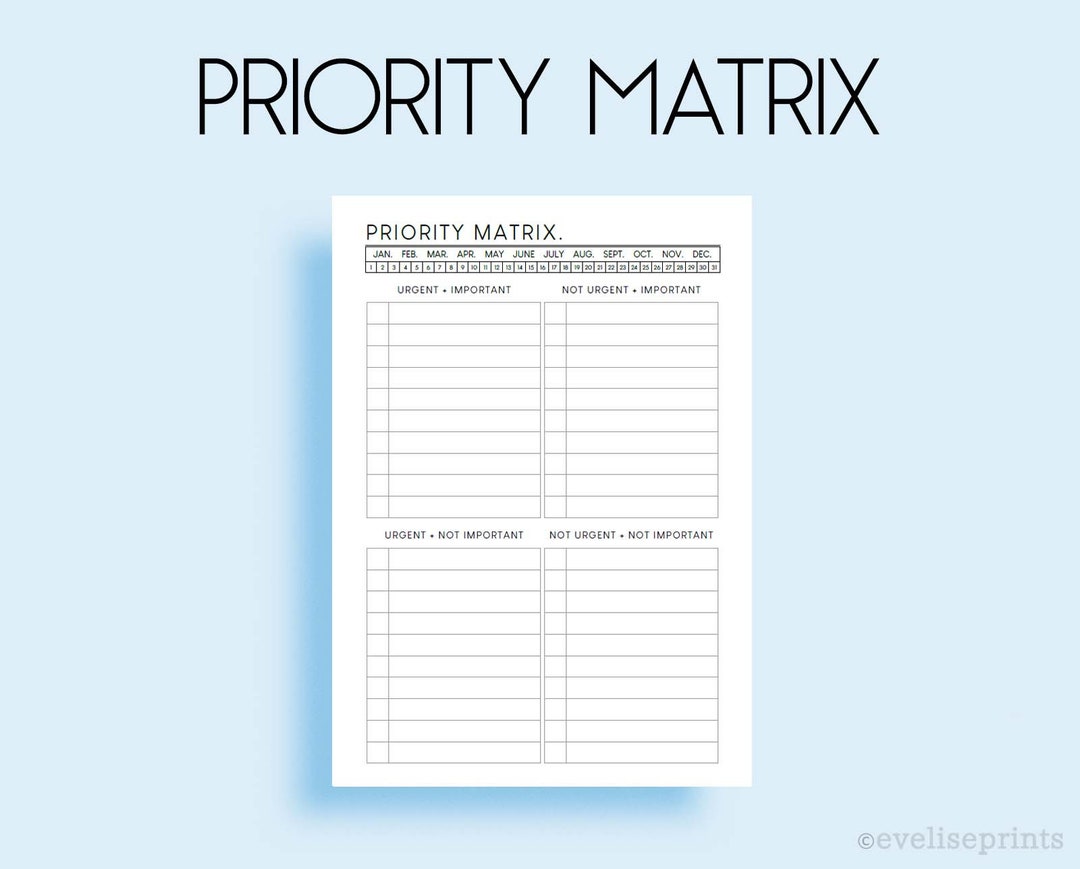 Priority Matrix Daily Task Planner Clean & Minimalist Design A4, A5, A6 ...