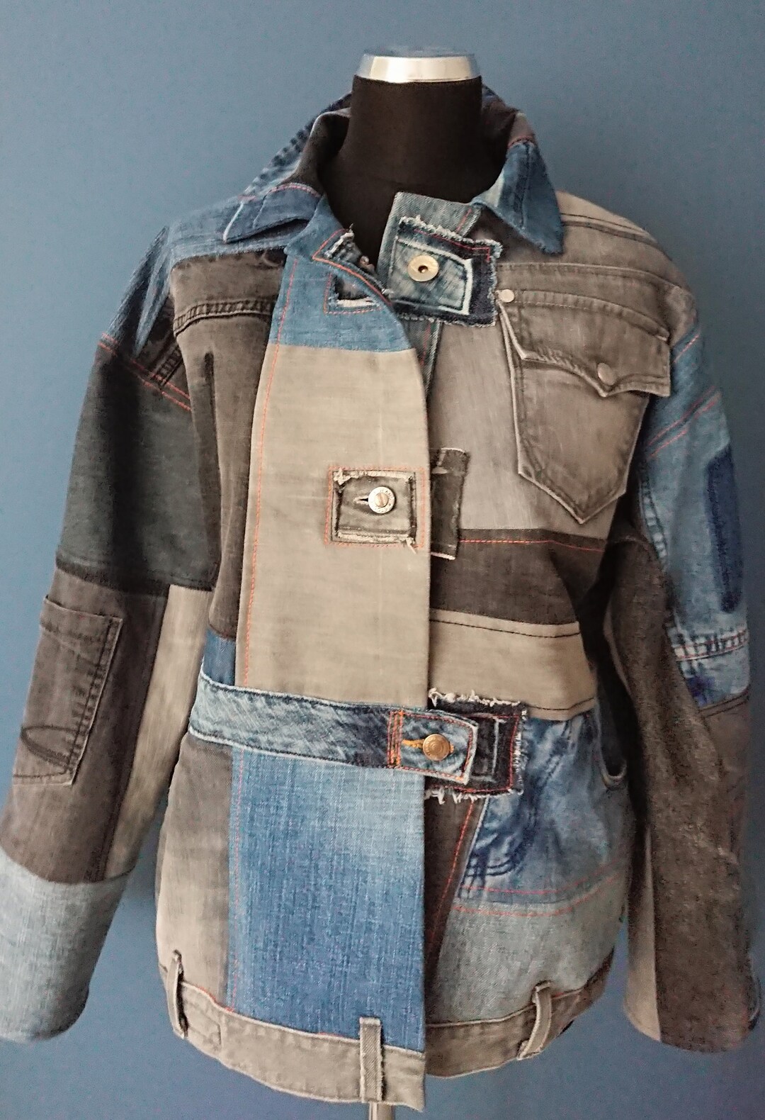 Upcycled Denim Patchwork Jacket - Etsy