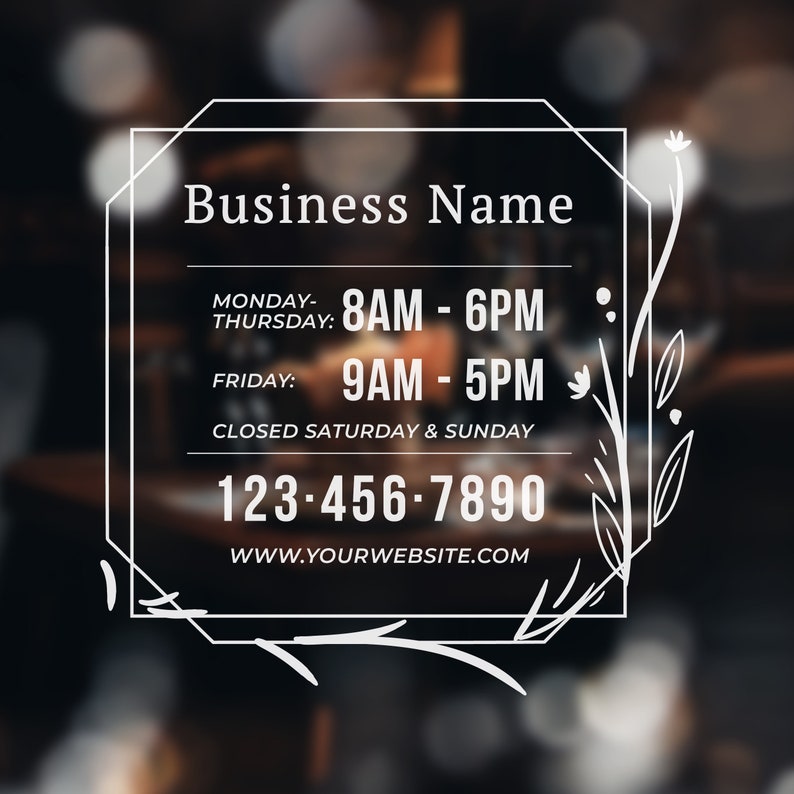 Custom Business Hours Decal, Hours of Operation Decal, Commercial Store ...