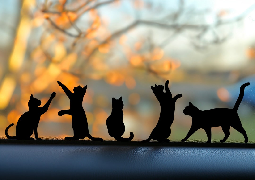 Playful Miniature Cat Stickers - Set of 9 Tiny Cat Decals for Car ...