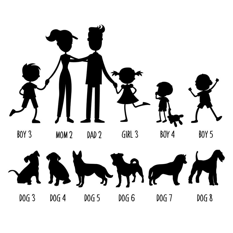 Figure Decals Family Vinyl Sticker - Family of 6 on Board, Family Car ...