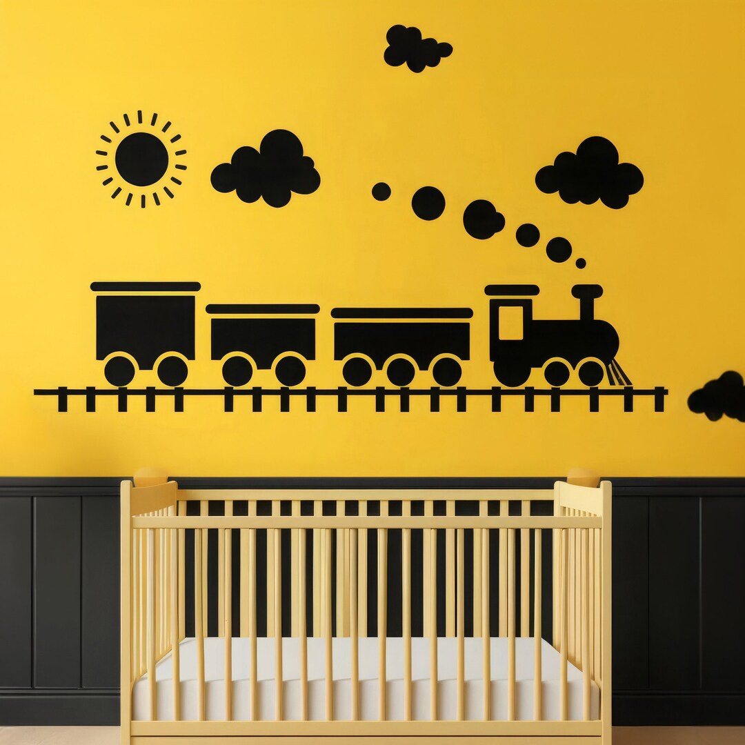 Kids Train Wall Decal - Locomotive & Track Stickers - Customizable ...
