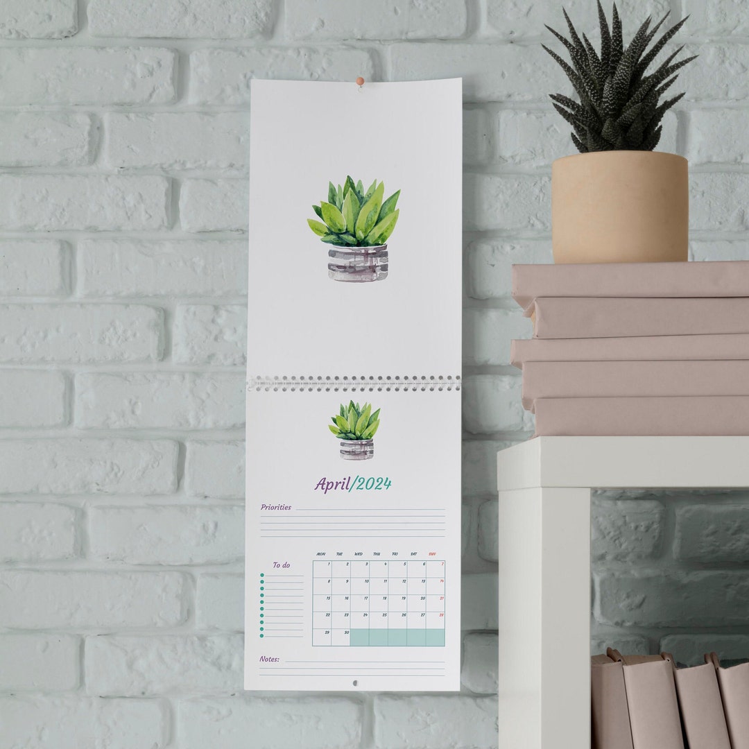 2024 Succulents Wall Calendar, Custom Monthly Calendar, Succulents ...