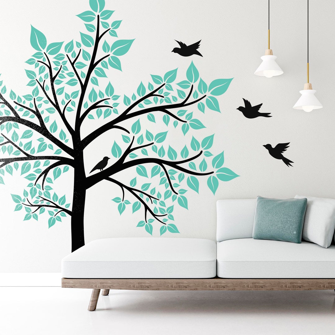 Large Tree Wall Decal With Birds | Nursery Wall Sticker | Removable ...