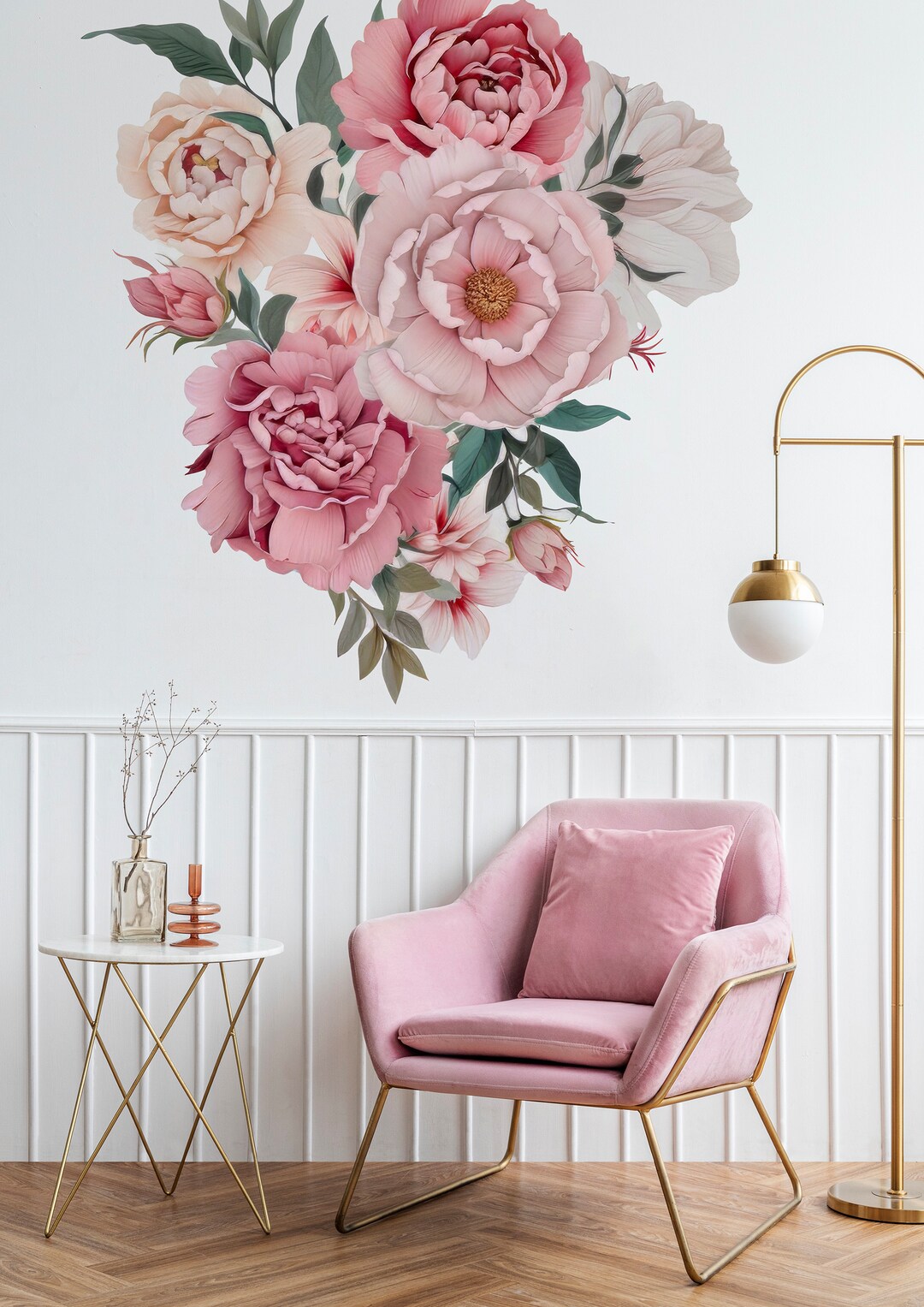 Peony Blooms Peel and Stick Wall Decals - Living Room Nursery Bedroom ...