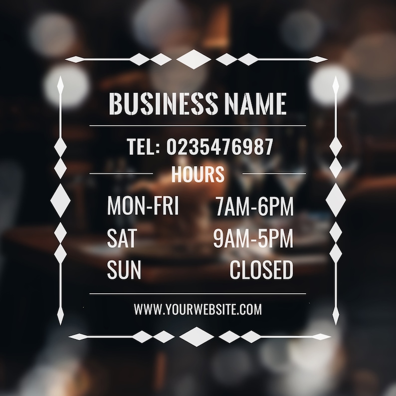 Custom Business Hours Decal, Hours of Operation Decal, Commercial Store ...