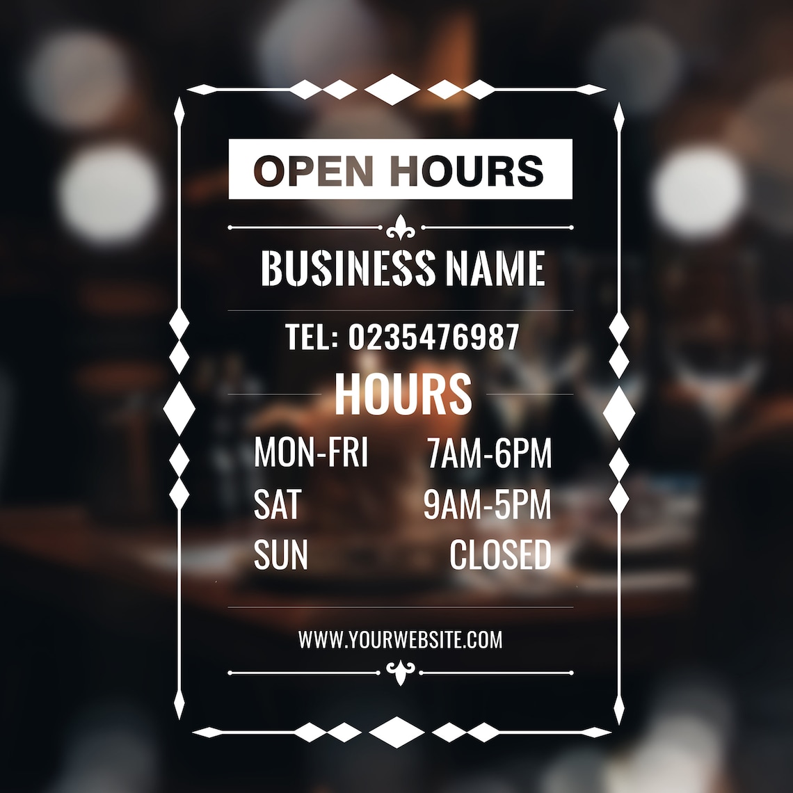 Custom Business Hours Decal Hours of Operation Decal Store - Etsy