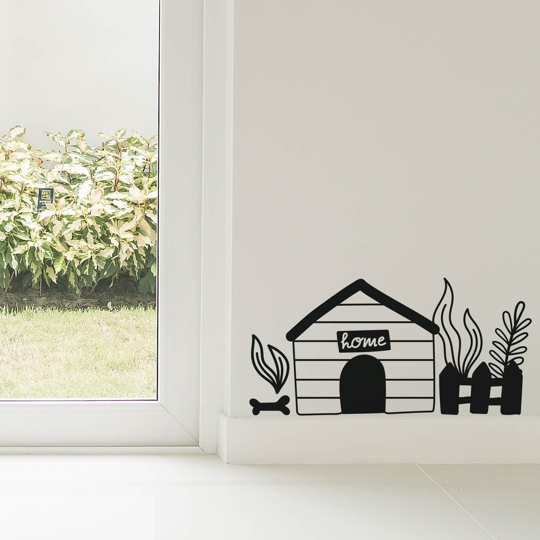 Dog House Wall Decal, Custom Name Dog Home Decor Sticker for Living ...