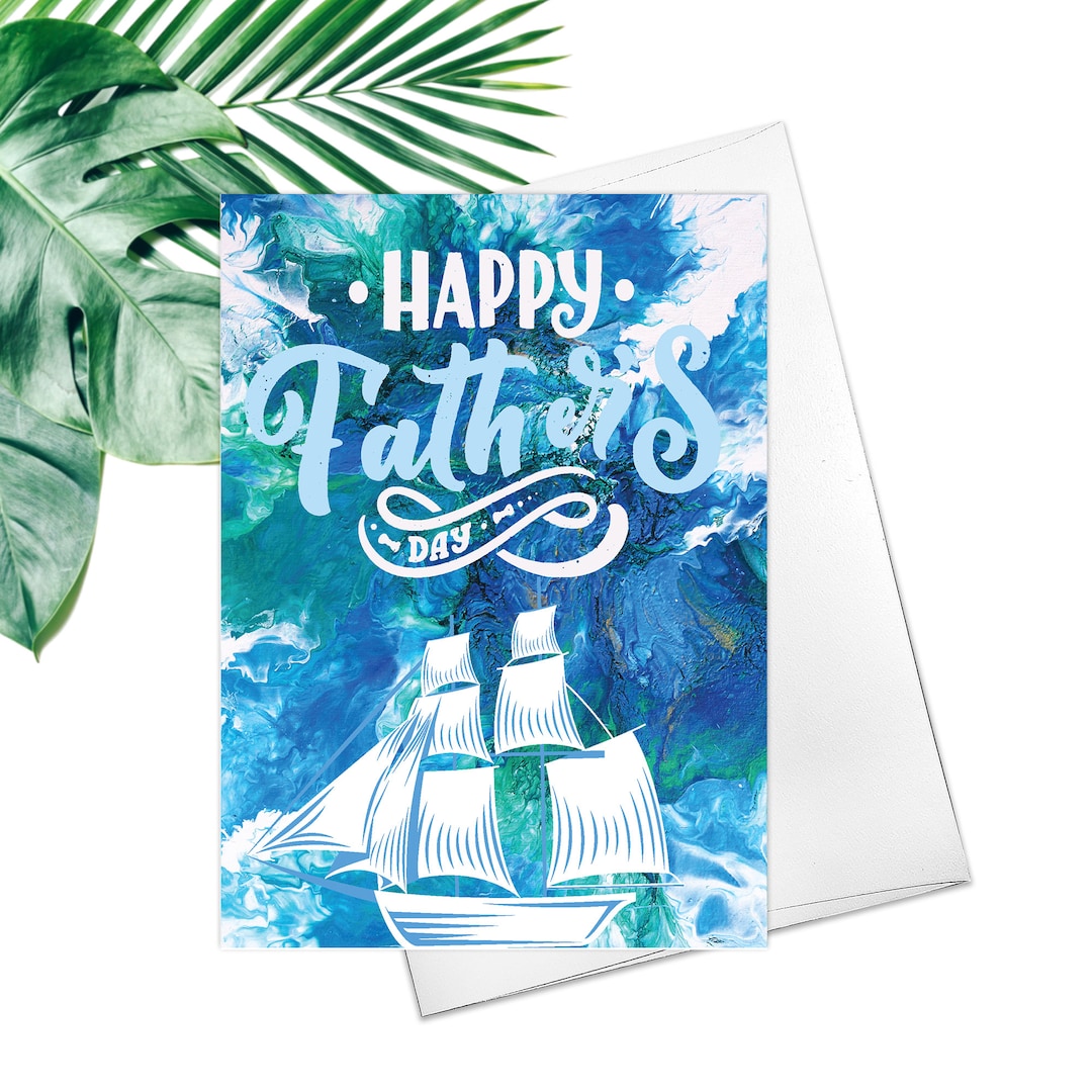 Happy Father's Day Oil Painting Ocean Greeting Card Friendship Sailboat ...