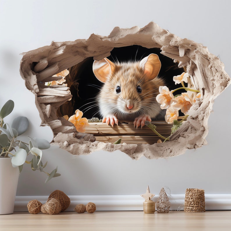Supperb Mouse Hole Decal, Mouse Wall Sticker, Whimsical Mouse Hole ...