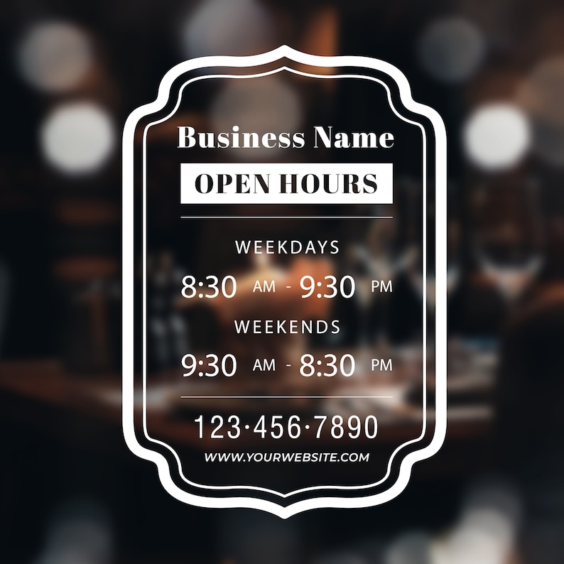 Custom Business Hours Decal Hours of Operation Decal Store - Etsy