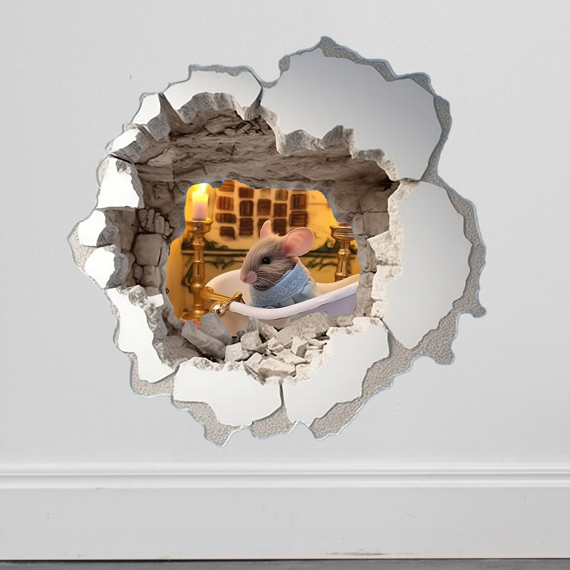 Cute Mouse Hole, Mouse Hole Sticker Transparent Vinyl Decal, A Cute ...