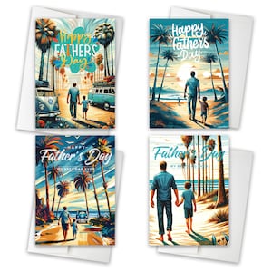 Tropical Beach Father's Day Card - Vintage-inspired Illustration With ...