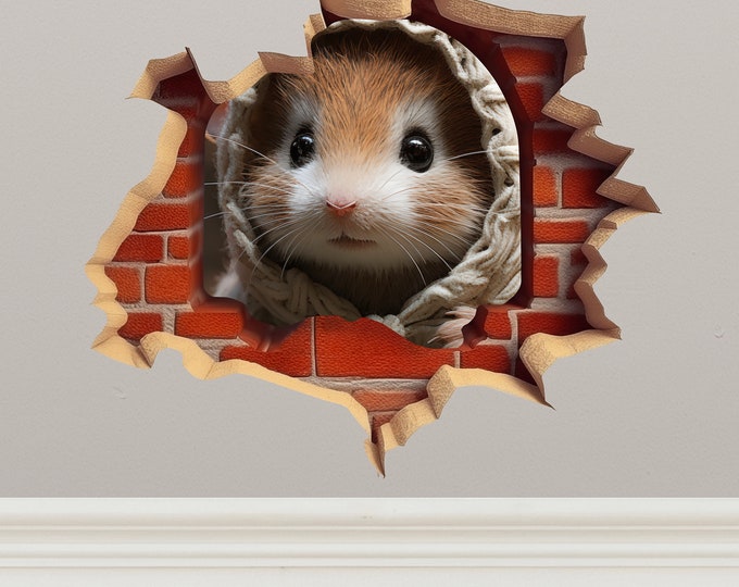 Cute Mouse Hole, Realistic Mouse Hole Sticker, Mouse Peeping Out Hole ...