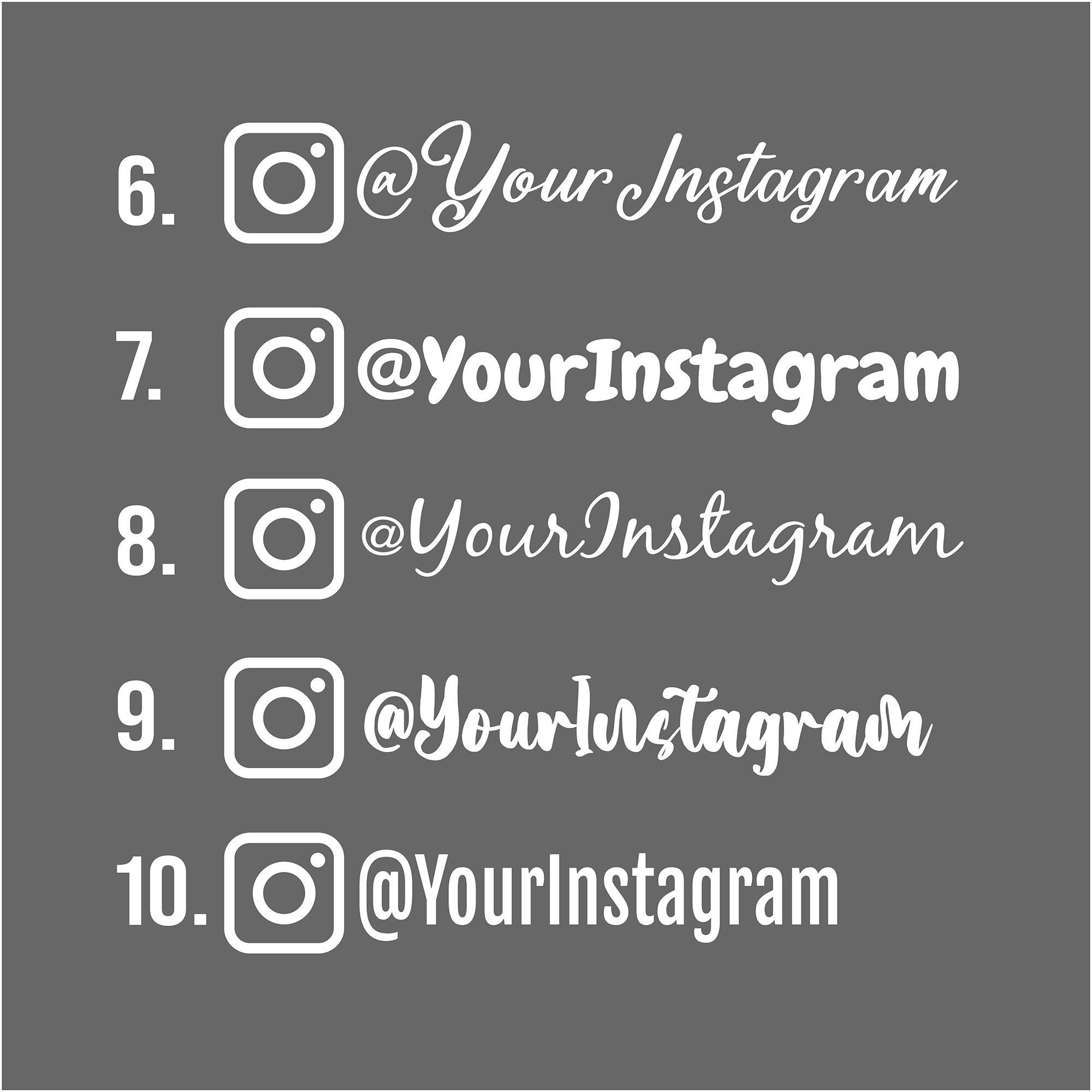Custom Instagram Handle Car Window Vinyl Decal - Personalized Social ...