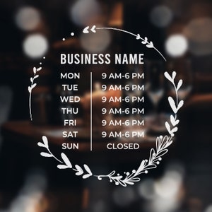 Custom Business Hours Decal, Hours of Operation Decal, Commercial Store ...