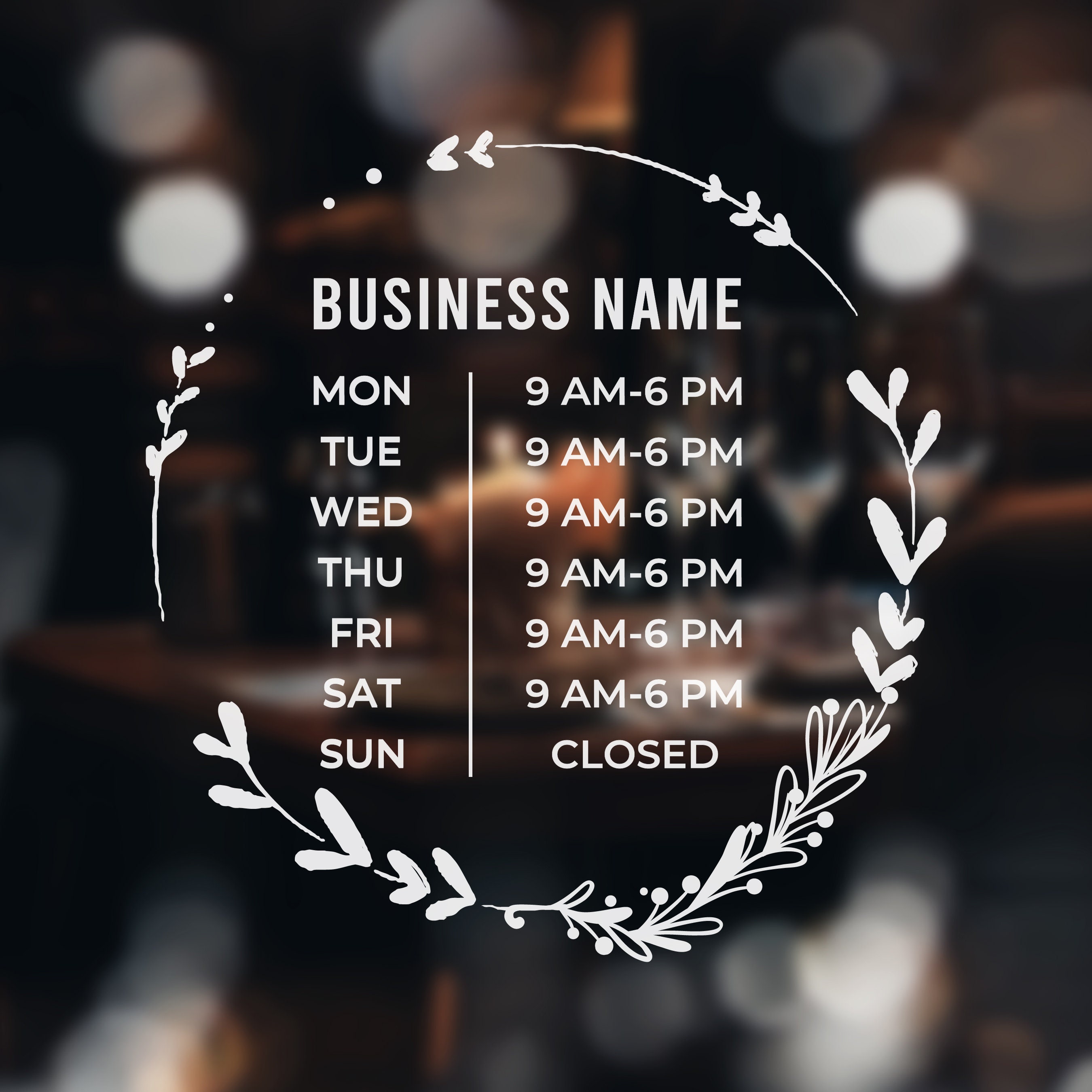 Custom Business Hours Decal, Hours of Operation Decal, Commercial Store ...