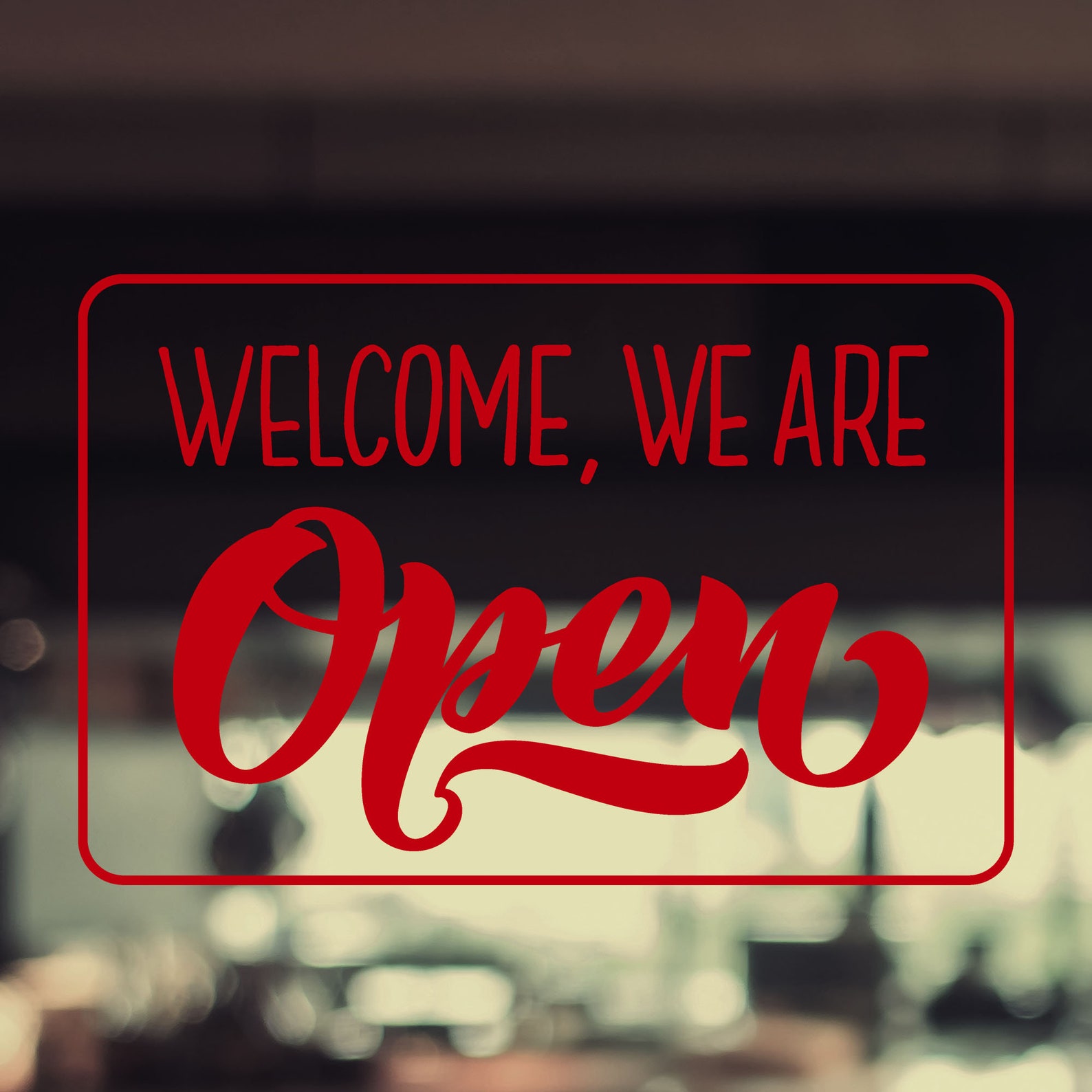 Welcome, We Are Open Decal Sticker Window Wall White Decal Business ...