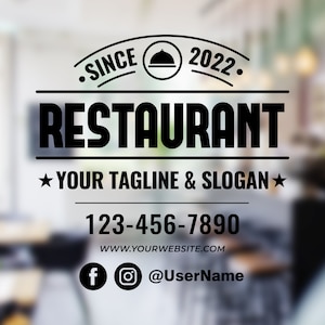 Custom Restaurant Window Decal, Custom Window Decal, Diner Bistro Name ...