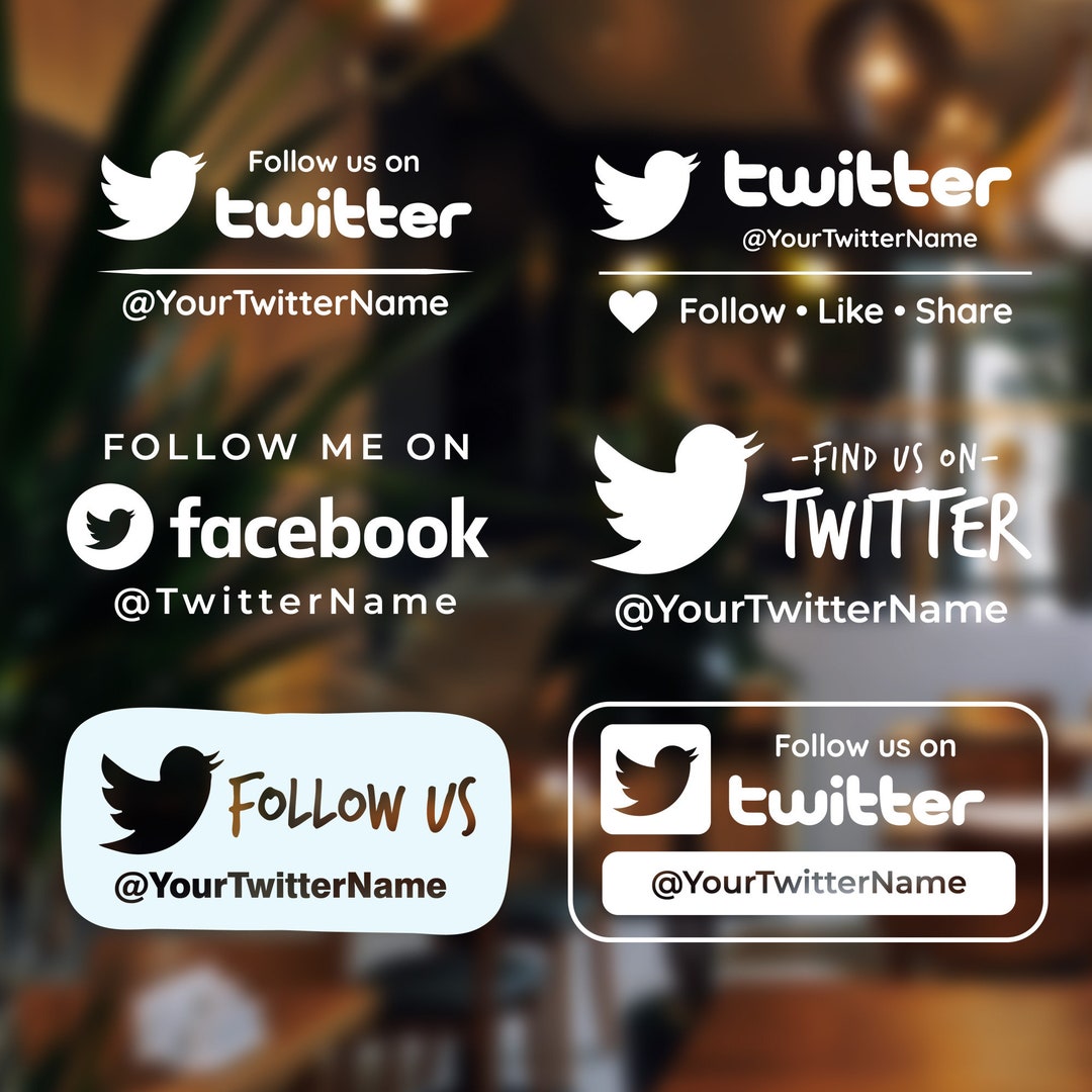 Follow Us on Twitter Decal - Social Media Twitter Decal - Personalized ...