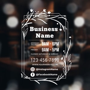 Custom Business Hours Decal, Hours of Operation Decal, Store Hours ...