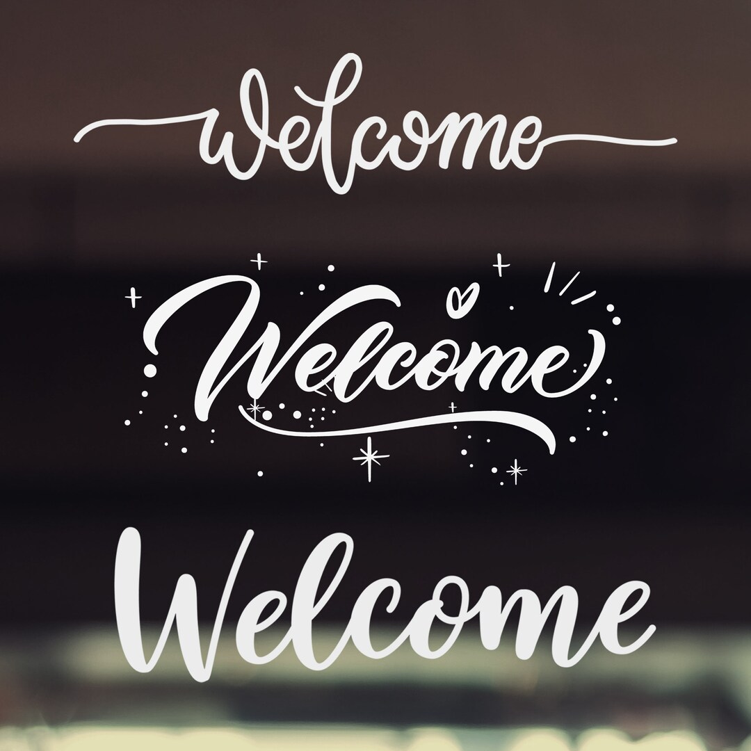 Welcome Decal Sticker Window Wall White Decal Business Signs Sticker ...