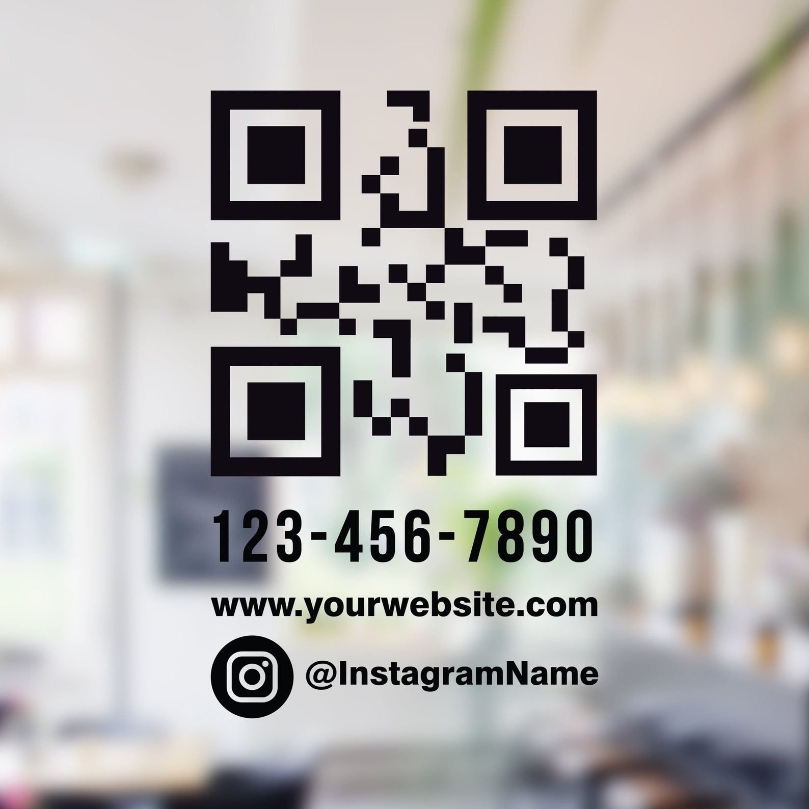 Custom QR Code, Scan Me QR Code Custom Text, Social Media Window Wall ...
